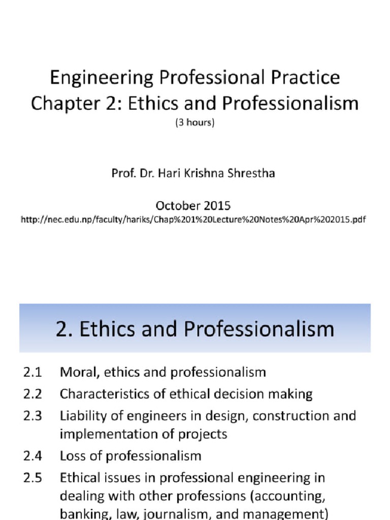 Ethics and Professionalism (@harendra Khadayat) | PDF
