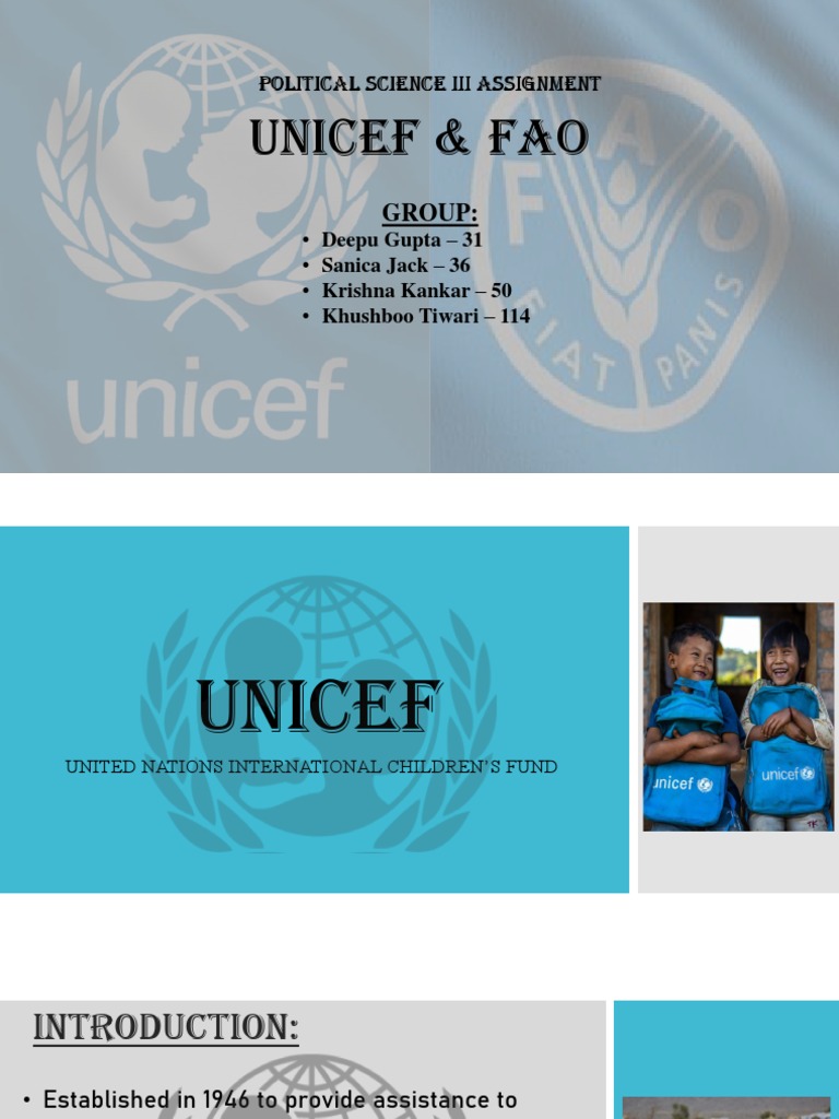 Pol Sci III Assignment Unicef & Fao Ppt | PDF | Food And Agriculture ...