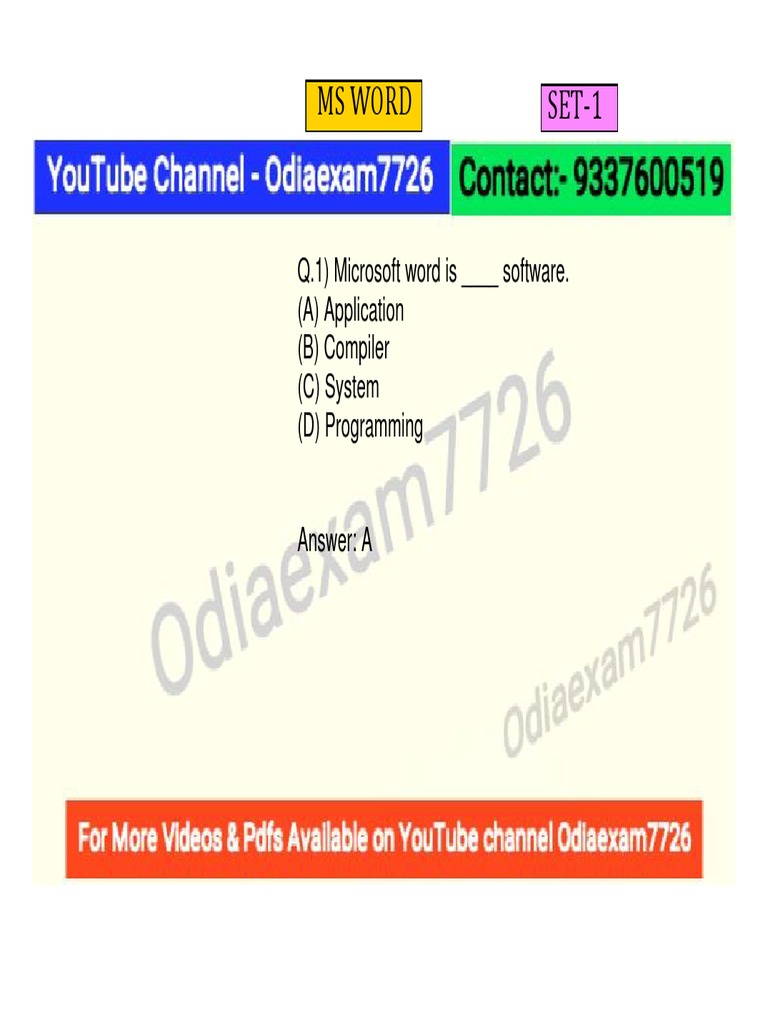 COMPUTER FOR OSSSC (MS Word) - 1 | PDF | Microsoft Word | System Software