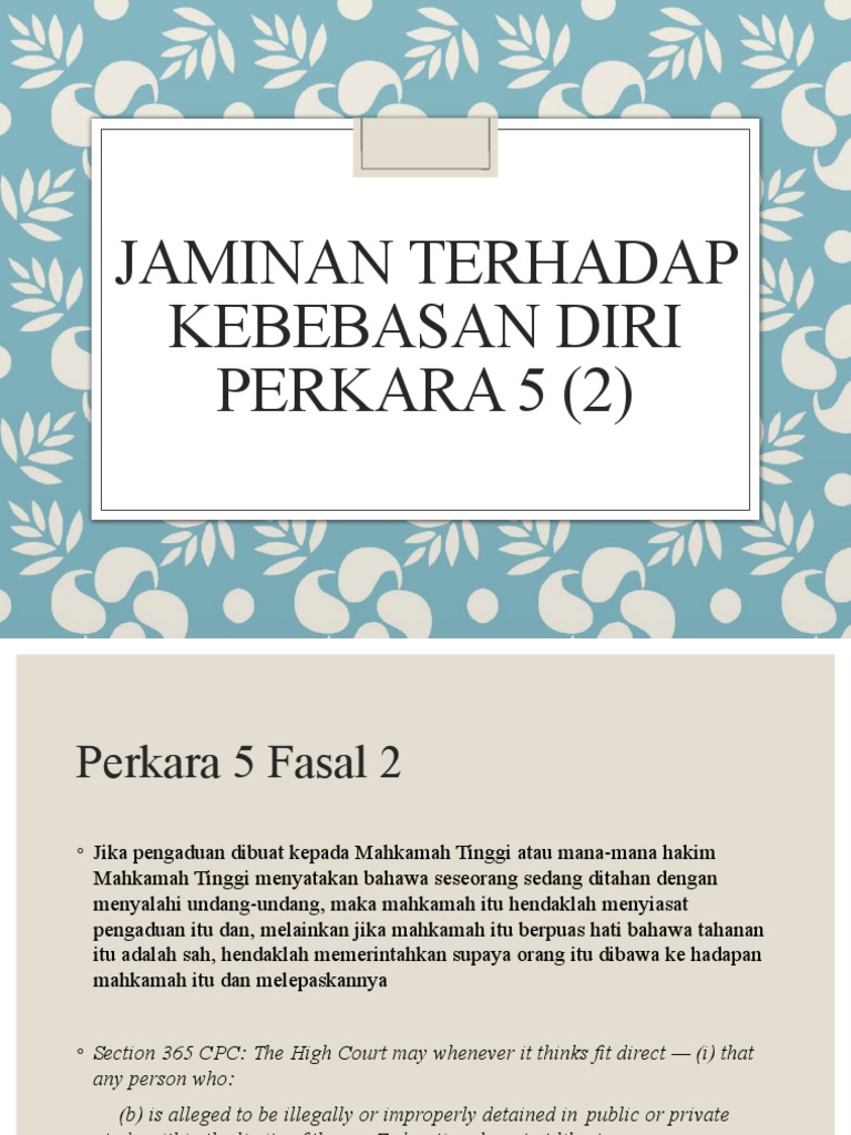 Jaminan Kebebasan Diri Perkara 5 | PDF