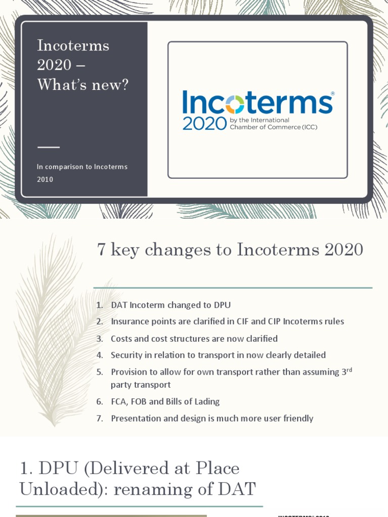 Incoterms 2020 - Compare Incoterms 2020 and Incoterms 2010 (Sent To ...