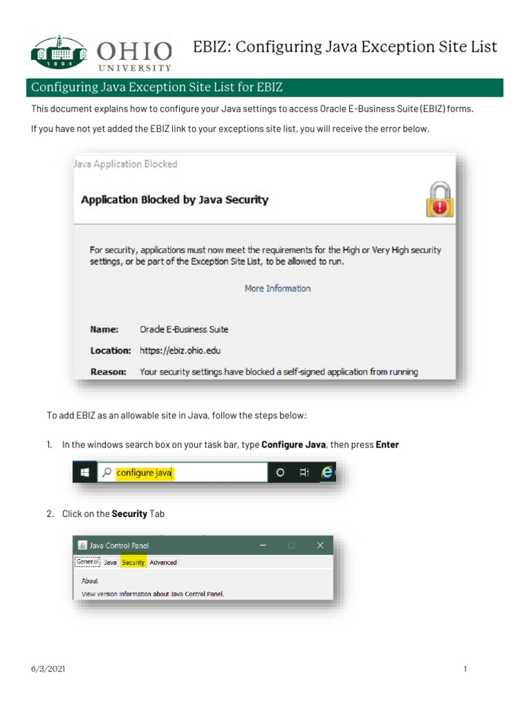 EBIZ Java Exceptions Site List | PDF