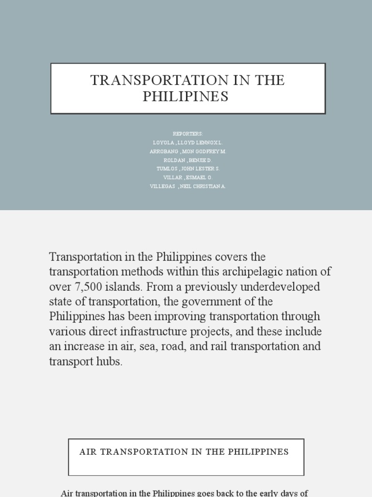 Transportation in The Philipines | PDF | Transport | Service Industries