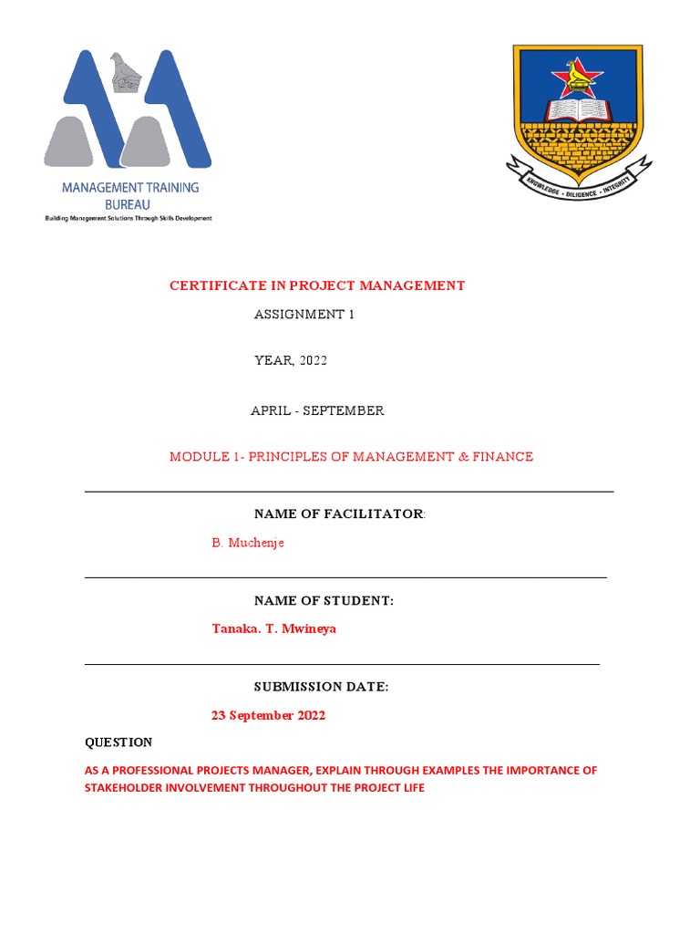 MTB Assignment Cover Page & Submission Guidelines 1 | PDF | Project ...