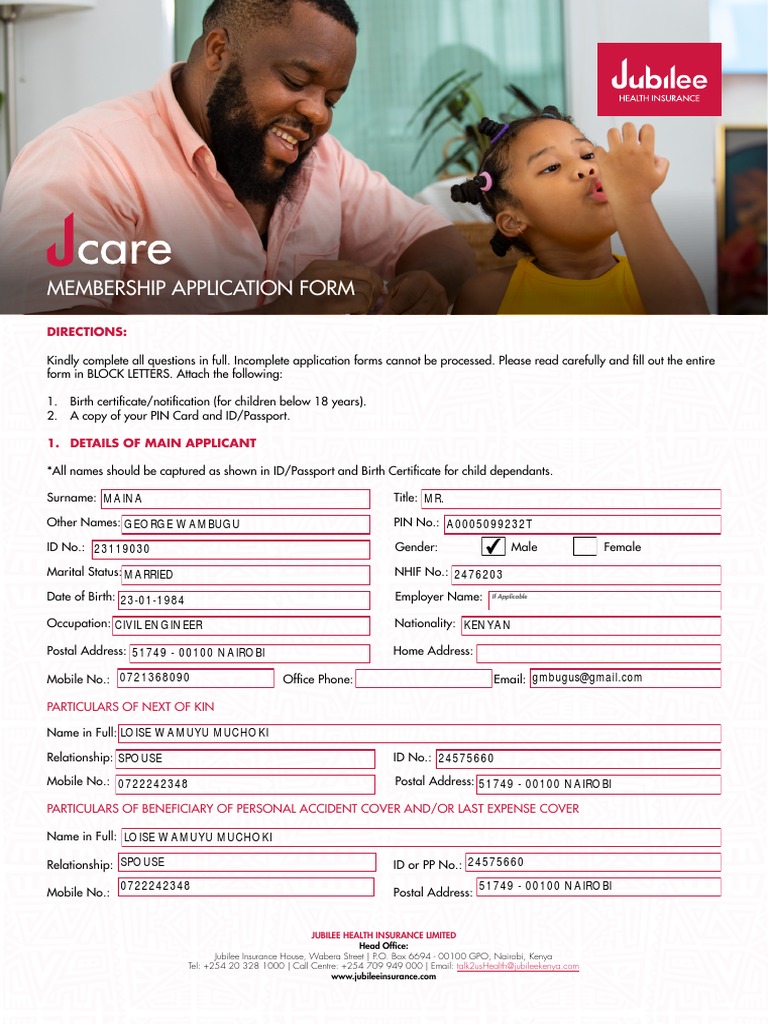 J Care Membership Application Form 2022-Signed | PDF | Insurance ...