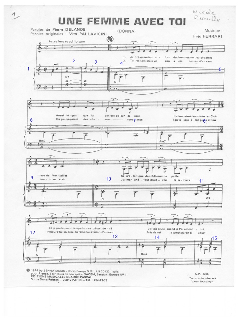 Nicole Croisille Une Femme Avec Toi | PDF