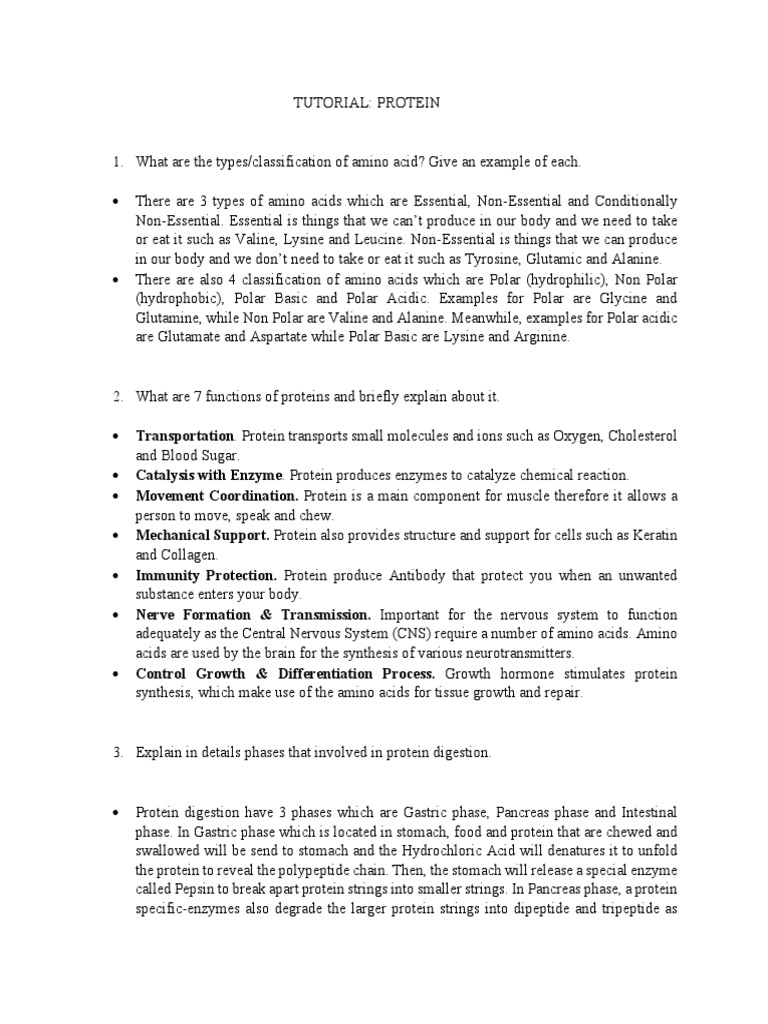 Tutorial 2 | PDF | Amino Acid | Proteins