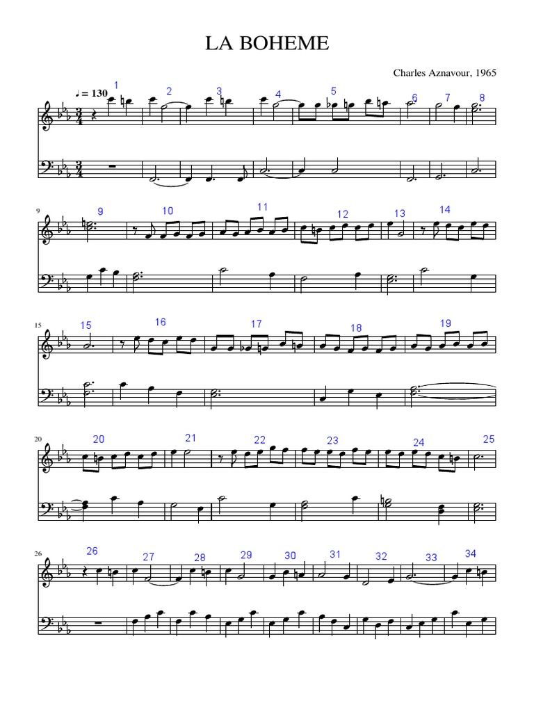 La boheme-AZNAVOUR | PDF | Francophone Music | Universal Music Group