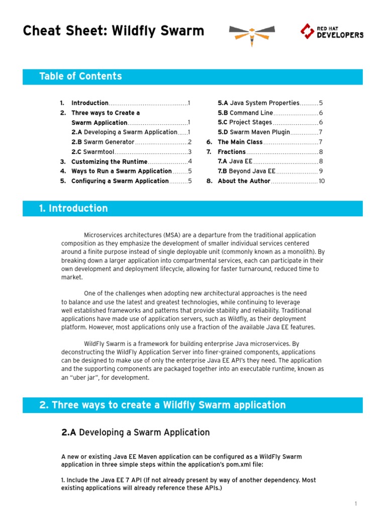 Wildfly Swarm Cheat Sheet r1v1 | PDF | Java (Programming Language) | Computer Engineering