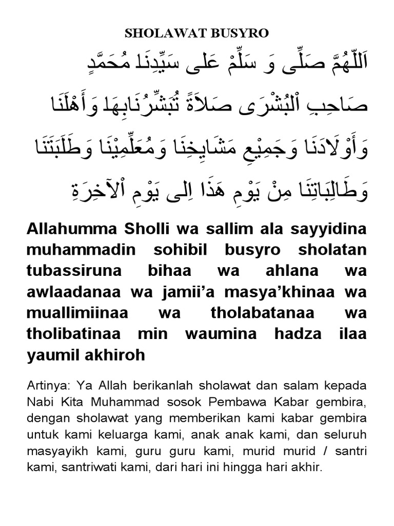 Sholawat Busyro DLL | PDF | Foreign Language Studies | Religion & Spirituality