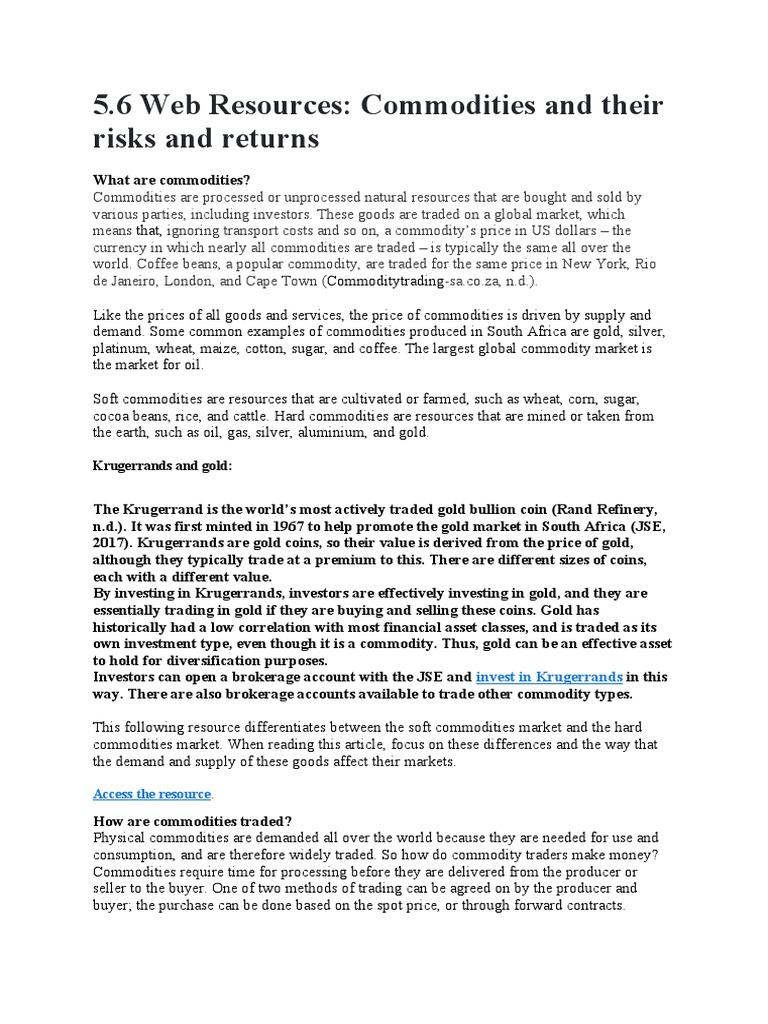 Commodities | PDF | Futures Contract | Commodity Markets