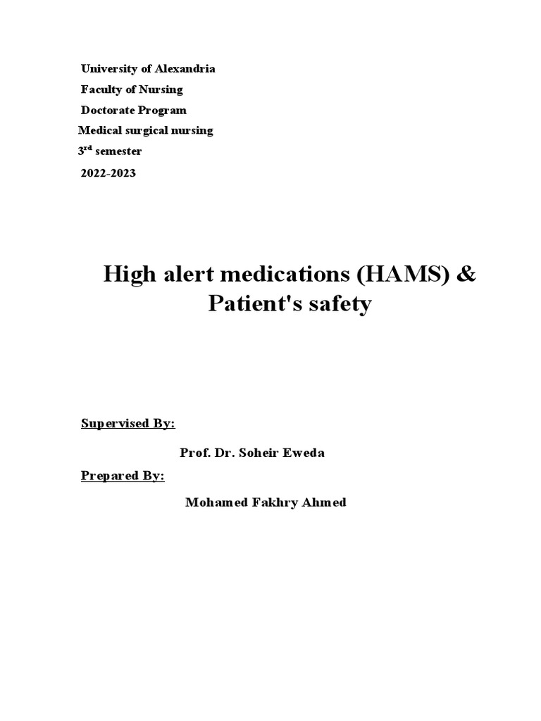High Alert Medications Safety | PDF | Coagulation | Medical Error