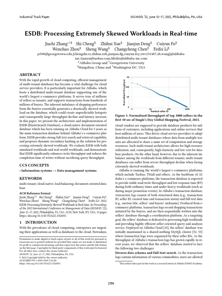 ESDB - Processing Extremely SkewedWorkloads in Real-Time | PDF ...