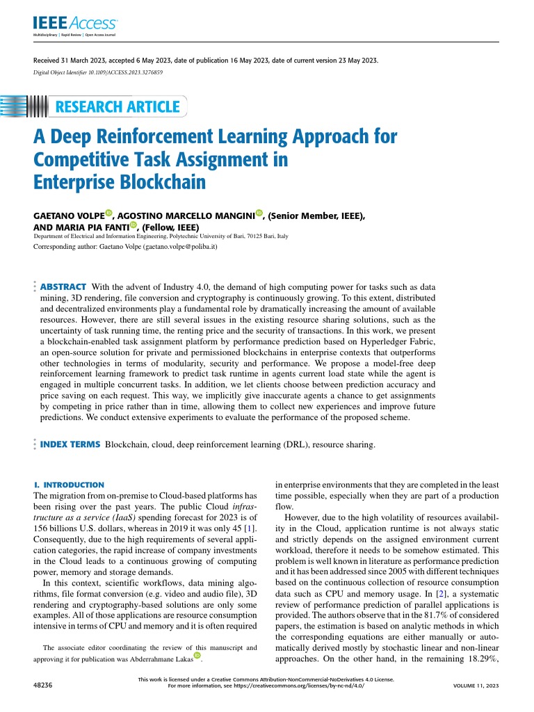 IEEE2023 Deep Reinforcement Learning Competitive Task Assignment Enterprise Blockchain | PDF ...