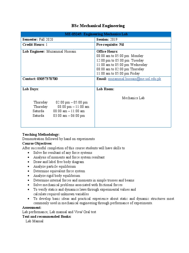 Engineering Mechanics Lab CLOs | PDF | Force | Mechanics