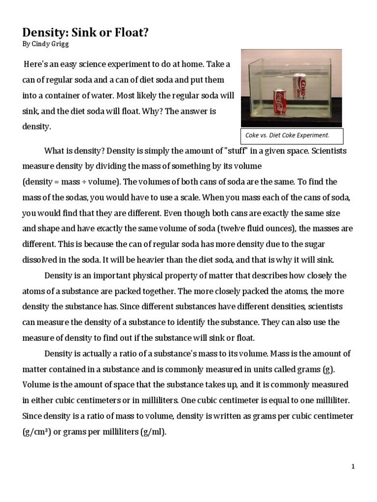 Understanding Density: Sink or Float? | PDF | Density | Matter