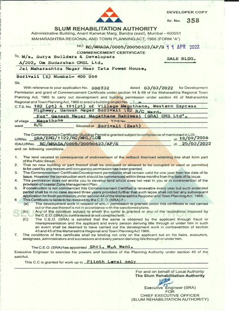 1 Commencement Certificates _ NA Order for Plotted Development | PDF