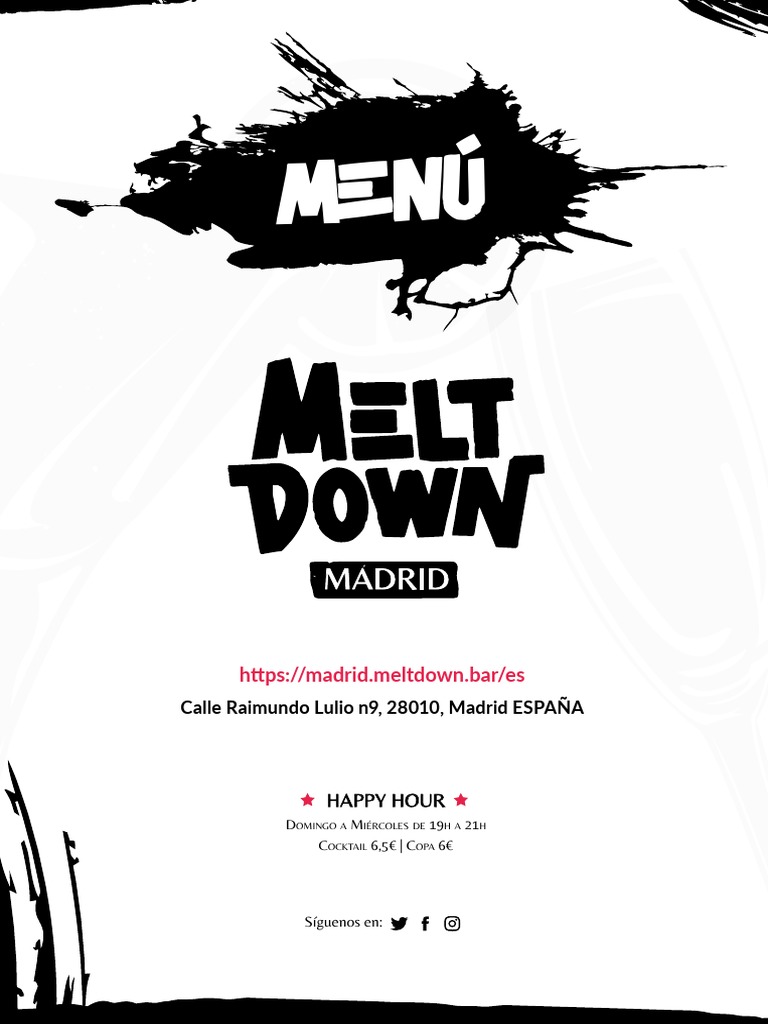 Menú y Happy Hour en Meltdown Madrid | PDF | Vodka | Limonada