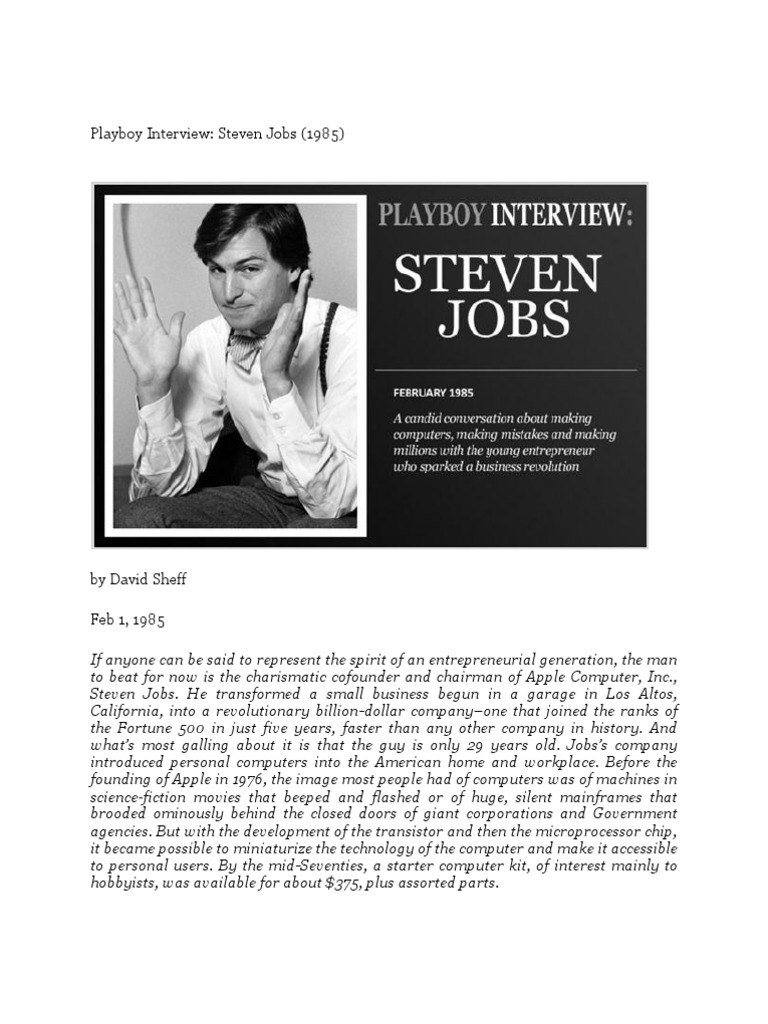 Steve Jobs Interview | PDF | Macintosh | Apple Inc.