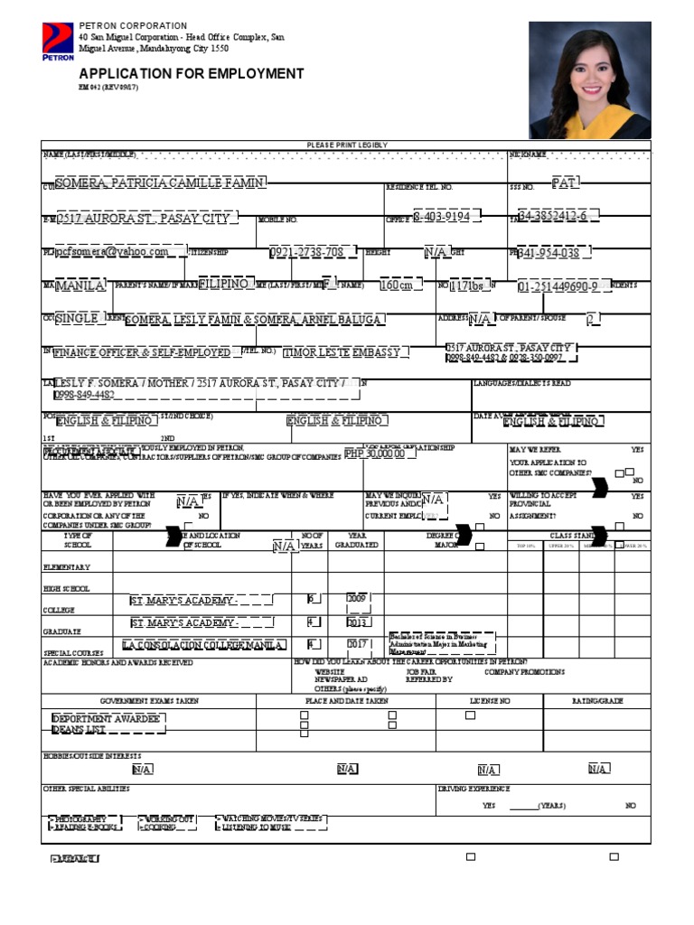 Updated Application Form - Page 1 | PDF