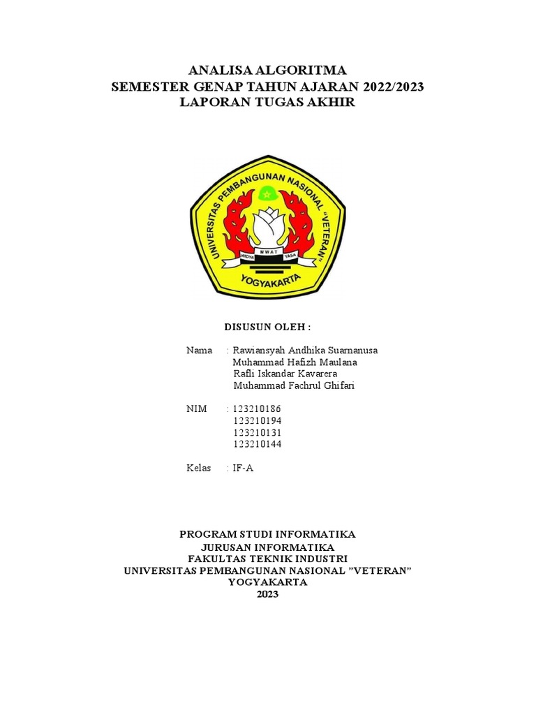 Laporan Tugas Akhir Analisa Algoritma | PDF | Metode & Bahan Ajar