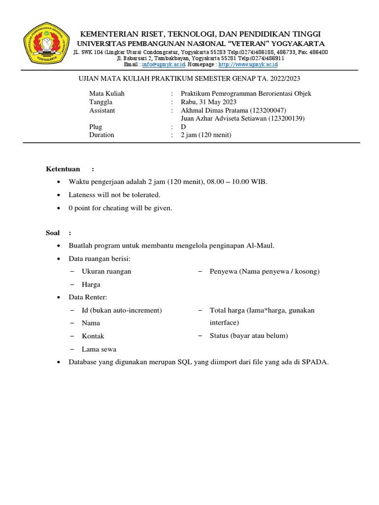 Soal Responsi PBO D | PDF