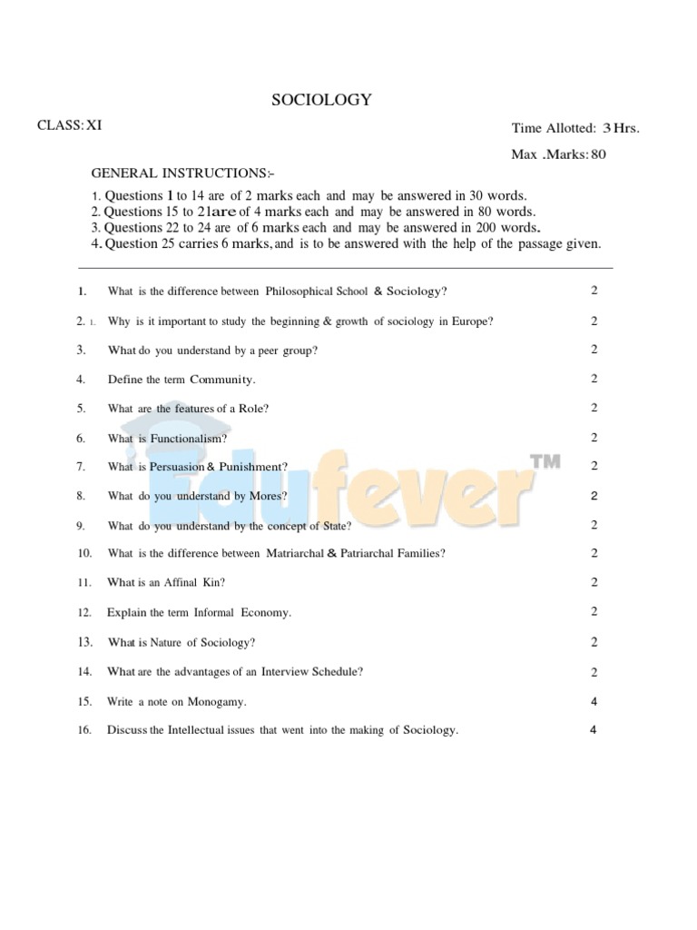 Sociology Sample Paper B | PDF | Sociology | Behavioural Sciences