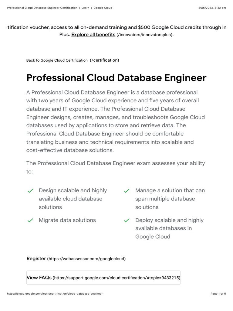 Professional Cloud Database Engineer Certification - Learn - Google ...
