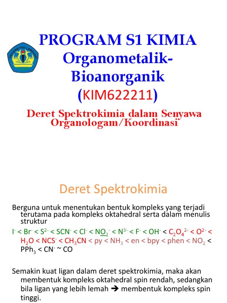 Pertemuan 2c - Deret Spektrokimia | PDF