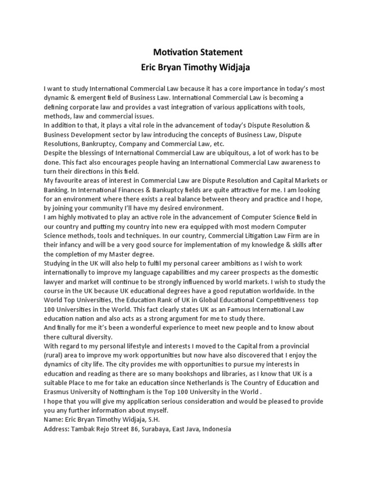 Personal Statement | PDF | Corporate Law | Business