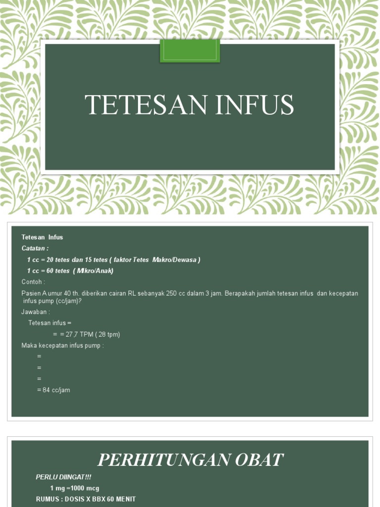 Panduan Tetesan Infus dan Obat | PDF | Sains & Matematika