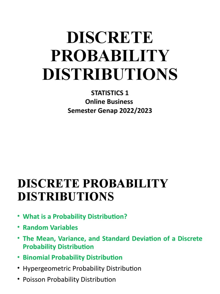Statistics 1 - Sesi 8 - Discrete Probability Distributions | PDF ...