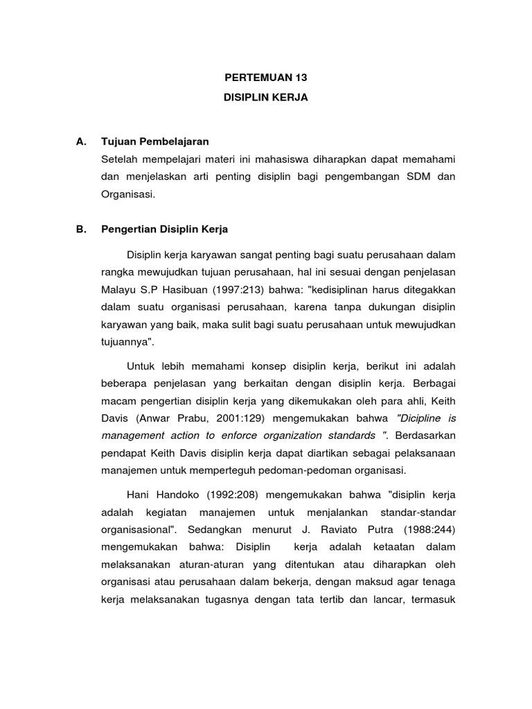 Materi MSDM Ke-13 Disiplin Kerja | PDF