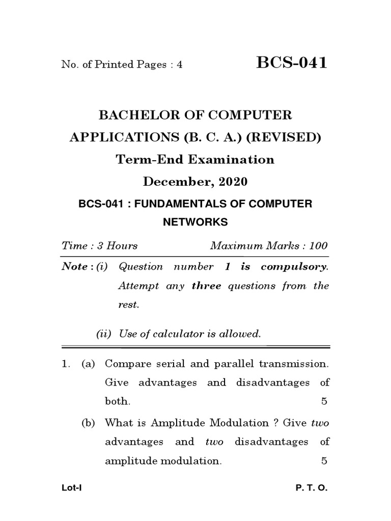 BCS 041 | PDF | Computer Network | Internet Protocol Suite