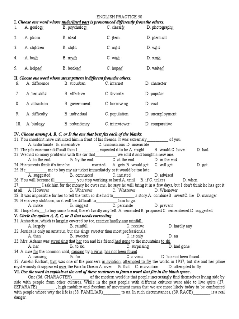 English Practice | PDF | Tide