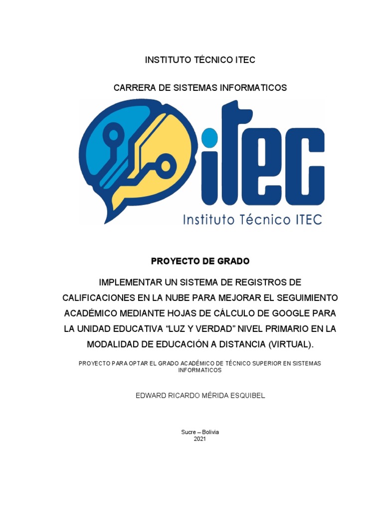 Proyecto de Grado ITEC2021 Edward Ricardo Mérida Esquibel v2 | PDF | Evaluación