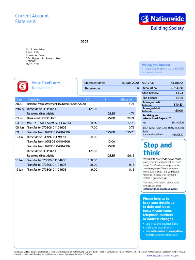 Statement 26jun2020 | Download Free PDF | Interest | Overdraft
