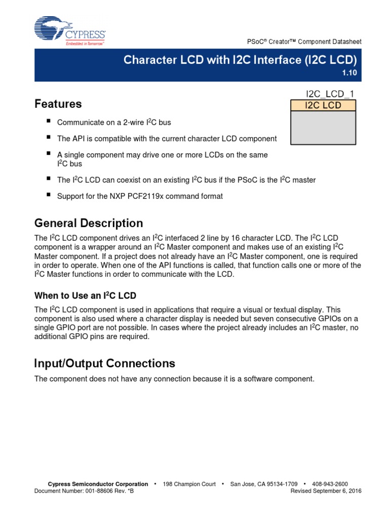 Infineon-Component_I2C_LCD_V1.10-Software Module Datasheets-v01_02-EN | PDF | Liquid Crystal ...