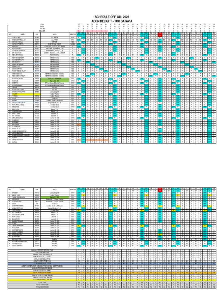 Schedule Off Sjs Juli 2023 | PDF