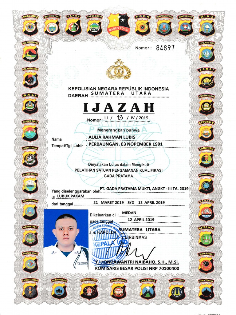 Sertifikat Pelatihan Satpam Gada Pratama Medan | PDF