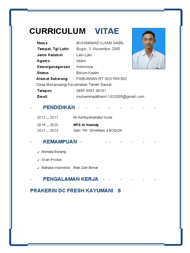 CV Muhammad Ilham Nabil | PDF