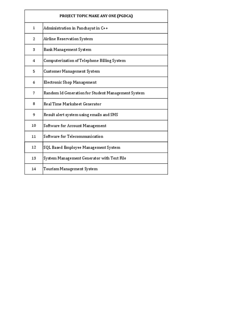 PGDCA Project Topic | PDF
