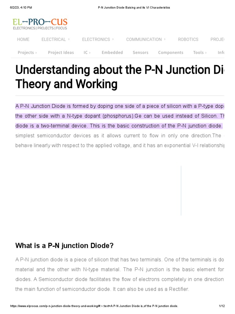 P-N Junction Diode Basics | PDF | P–N Junction | Diode