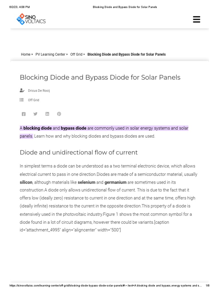 Diodes in Solar Panels Explained | PDF | Photovoltaics | Diode