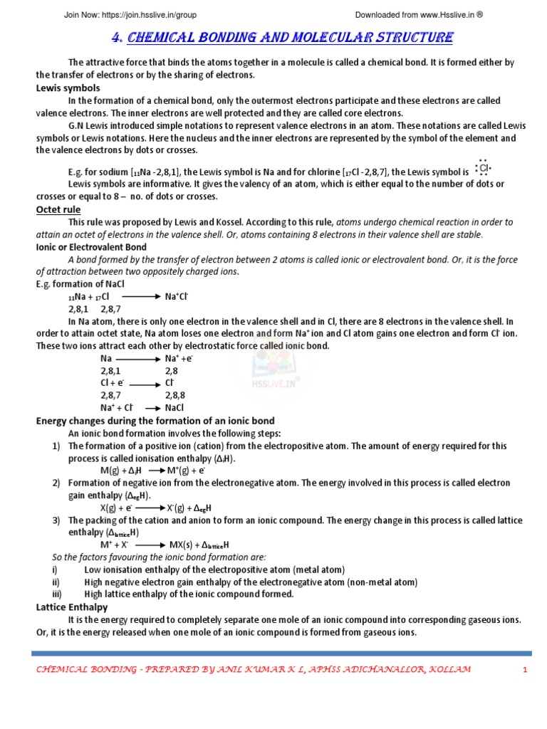 Hsslive-Xi-Chem-Notes-Anil-Ch-4. Chemical Bonding and Molecular ...