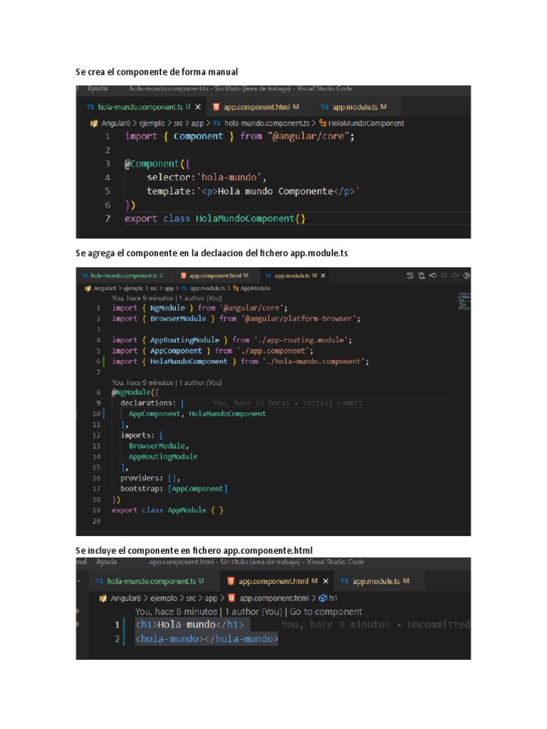 Crear y Agregar Componentes Angular | PDF