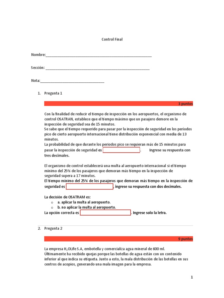 Control Final | PDF | Muestreo (Estadísticas) | Distribución normal