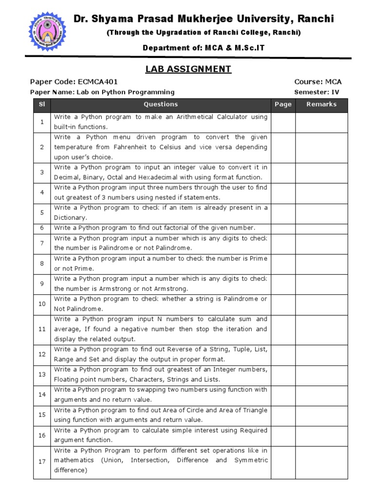 Lab Assignment Questions Of Python Pdf Parameter Computer Programming Numbers 