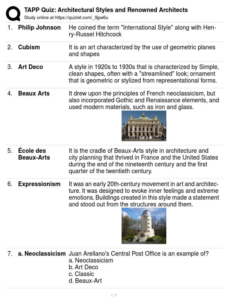 styles and famous architects | PDF | Aesthetics | Art Movements