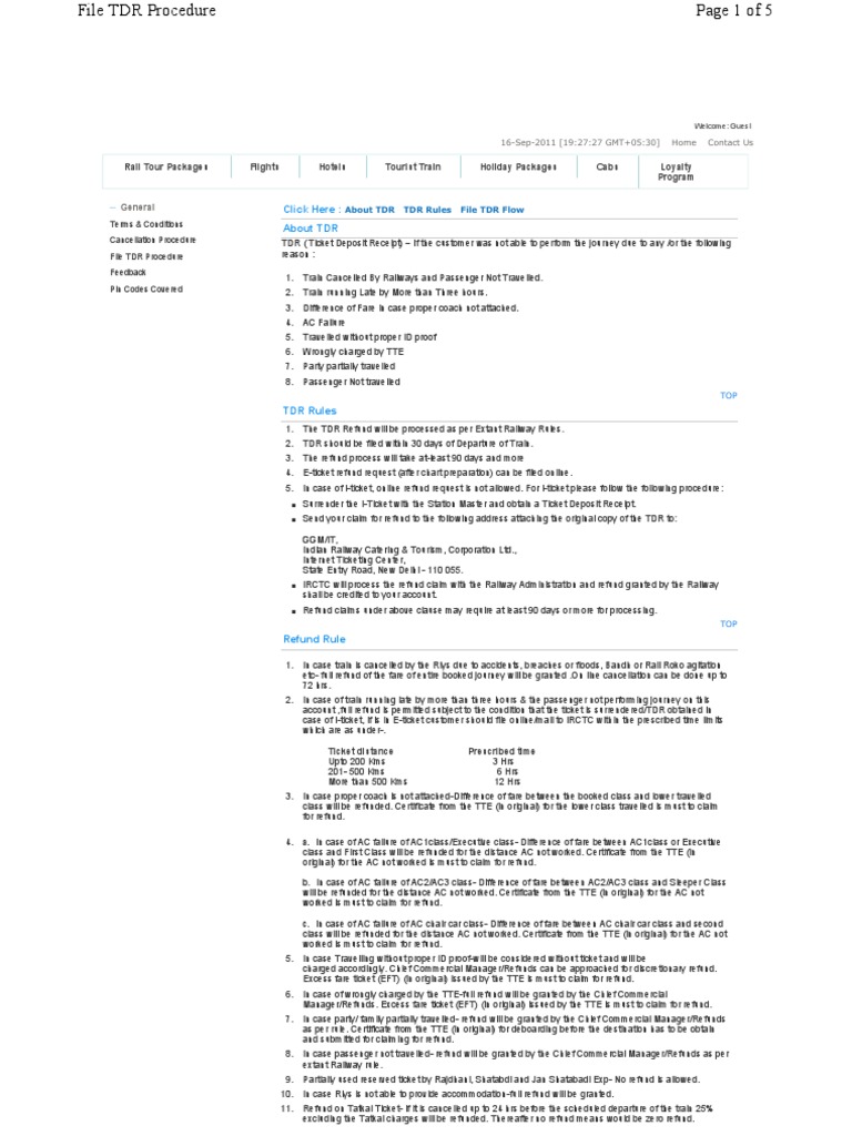 TDR Filing Procedure of Irctc | PDF | Rail Transport | Transport